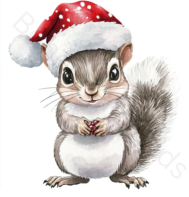 12 Printable Cute Christmas Baby Squirrels Clipart Bundle | Holiday ...