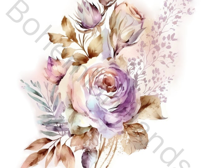 10 Watercolor Flowers Clipart: Abstract Floral PNG Bundle (digital ...