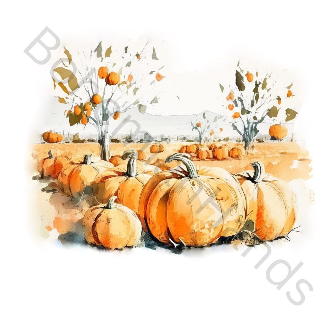 12 Printable Abstract Pumpkin Patch Clipart Bundle | Watercolor Fall ...