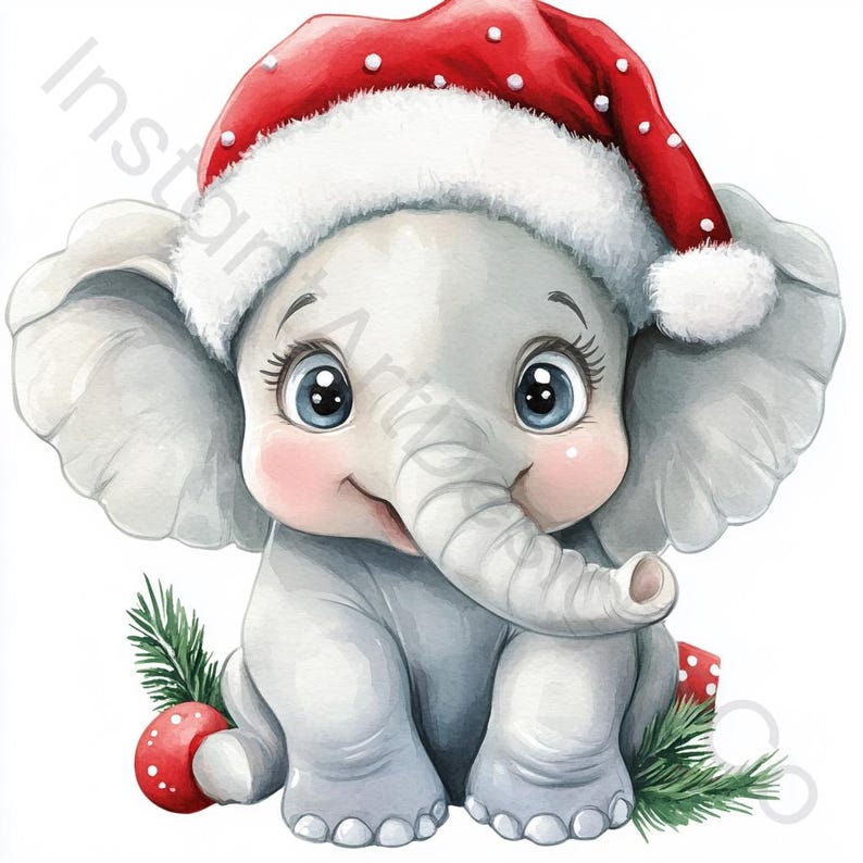 12 PNG Christmas Elephants Clipart | Holiday Sublimation Bundle ...