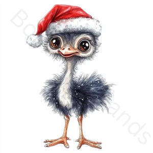 12 Printable Cute Christmas Ostriches Clipart Bundle | Holiday ...
