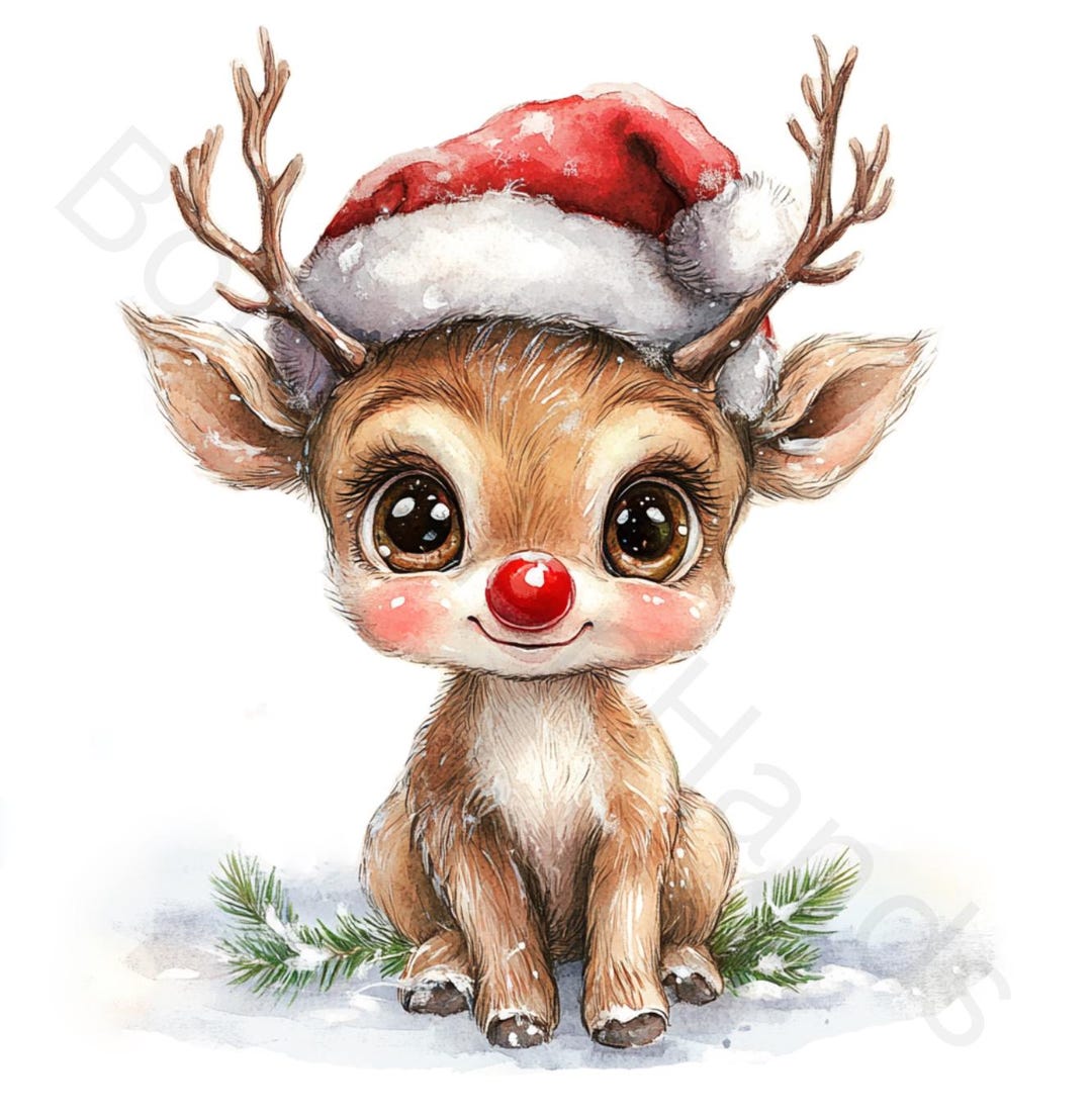 12 Printable Cute Christmas Reindeer Clipart Bundle | Holiday Reindeer ...