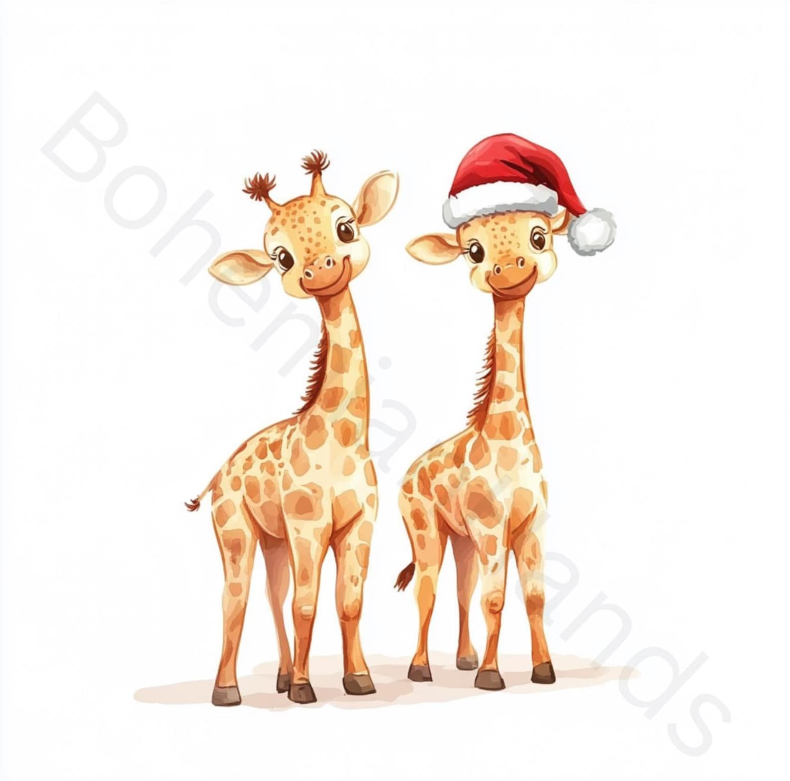 12 Printable Cute Christmas Giraffes Clipart Bundle | Holiday Giraffes ...