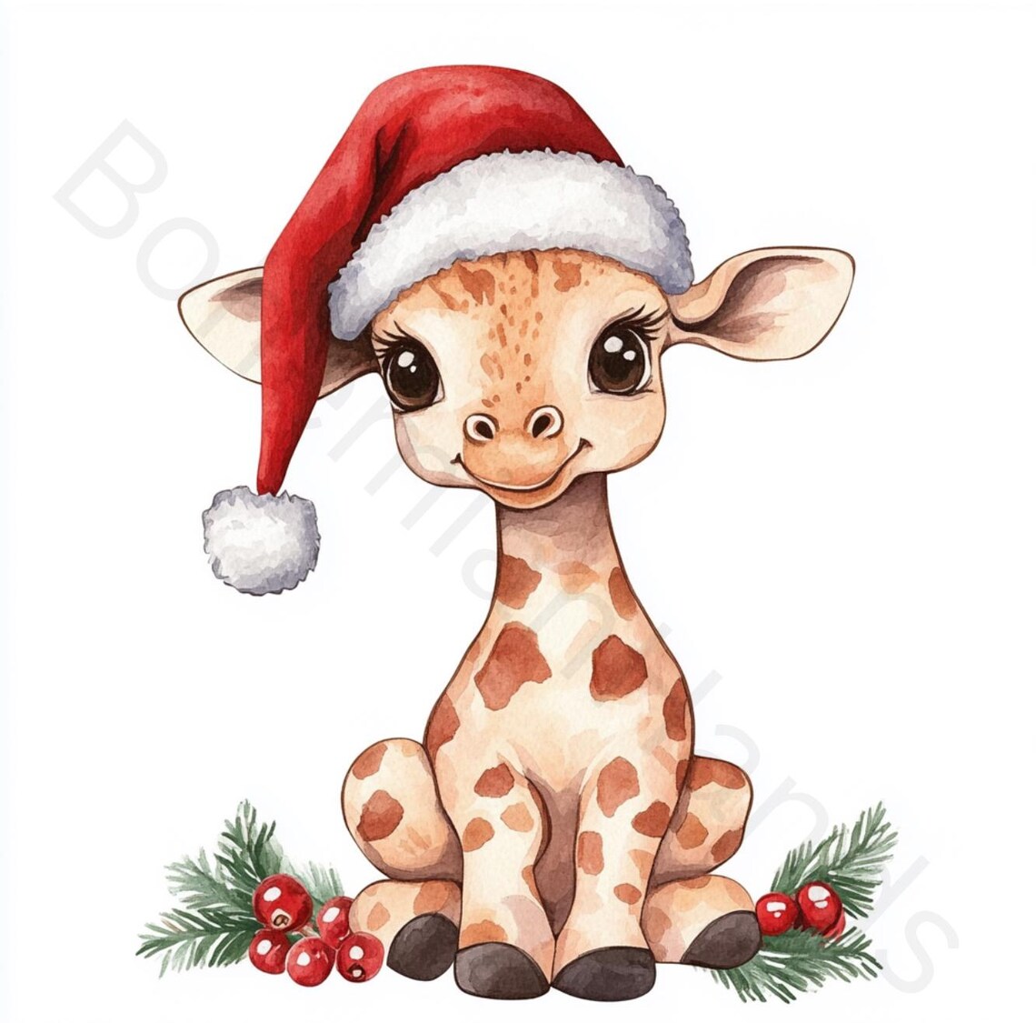 12 Printable Cute Christmas Giraffes Clipart Bundle | Holiday Giraffes ...
