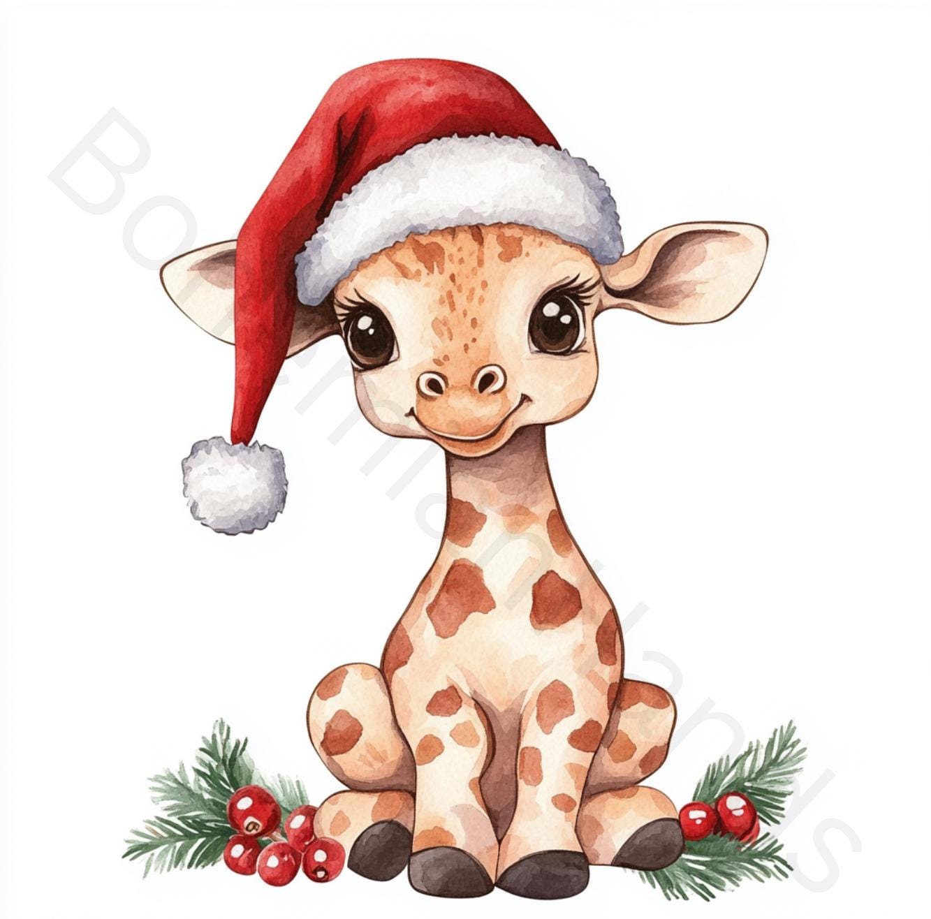 12 Printable Cute Christmas Giraffes Clipart Bundle | Holiday Giraffes ...