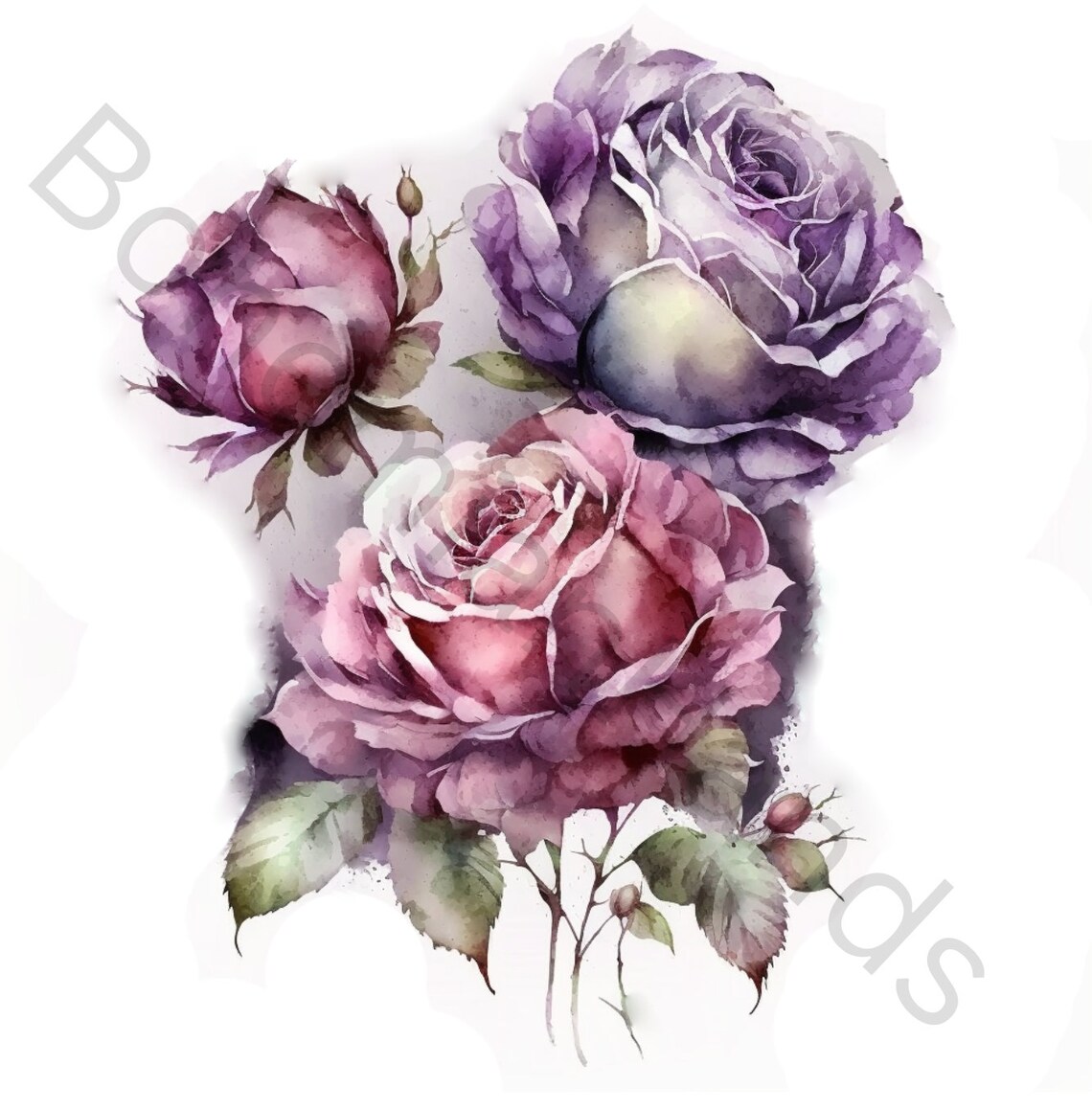 12 Printable Abstract Rose Flowers Clipart Bundle Watercolor Flower ...