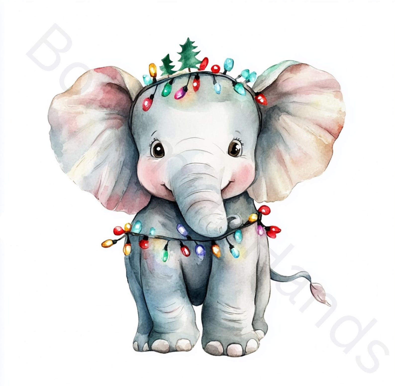 12 Printable Cute Christmas Elephants Clipart Bundle | Holiday ...