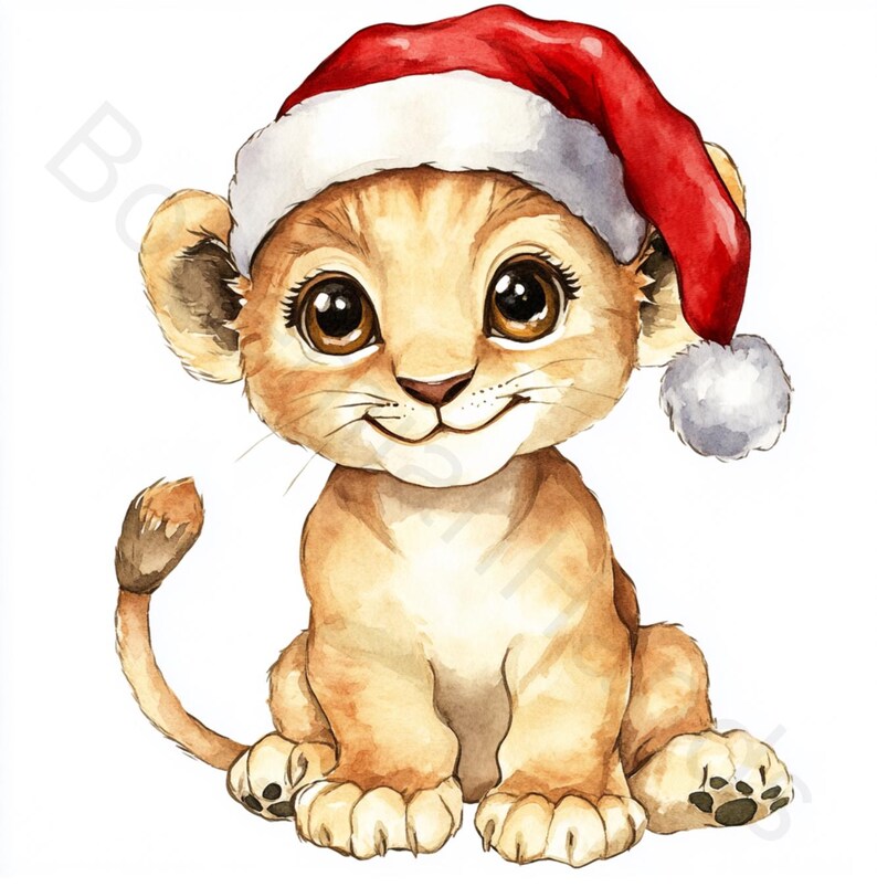 12 Printable Cute Christmas Baby Lions Clipart Bundle | Holiday Lions ...