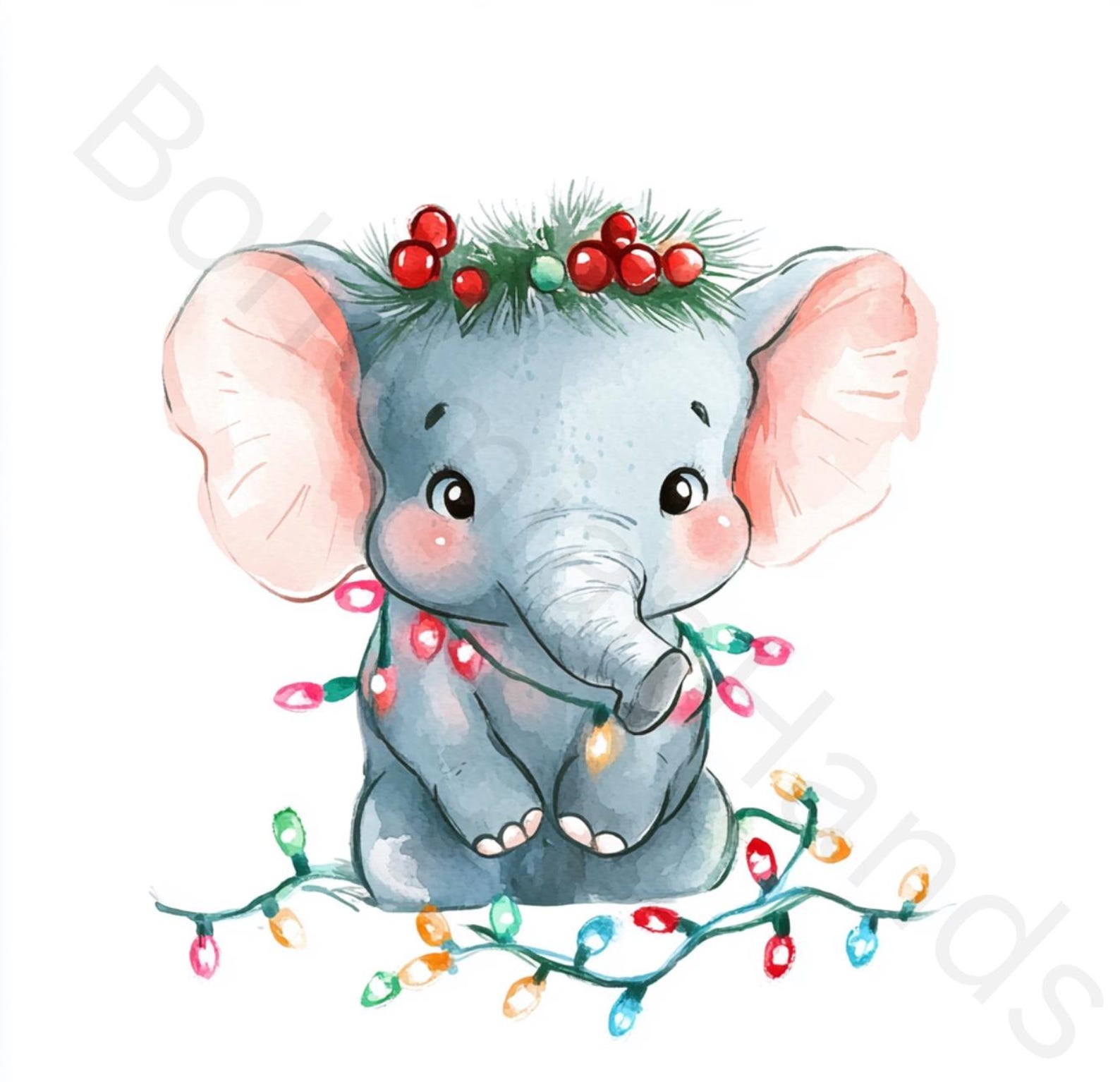 12 Printable Cute Christmas Elephants Clipart Bundle | Holiday ...