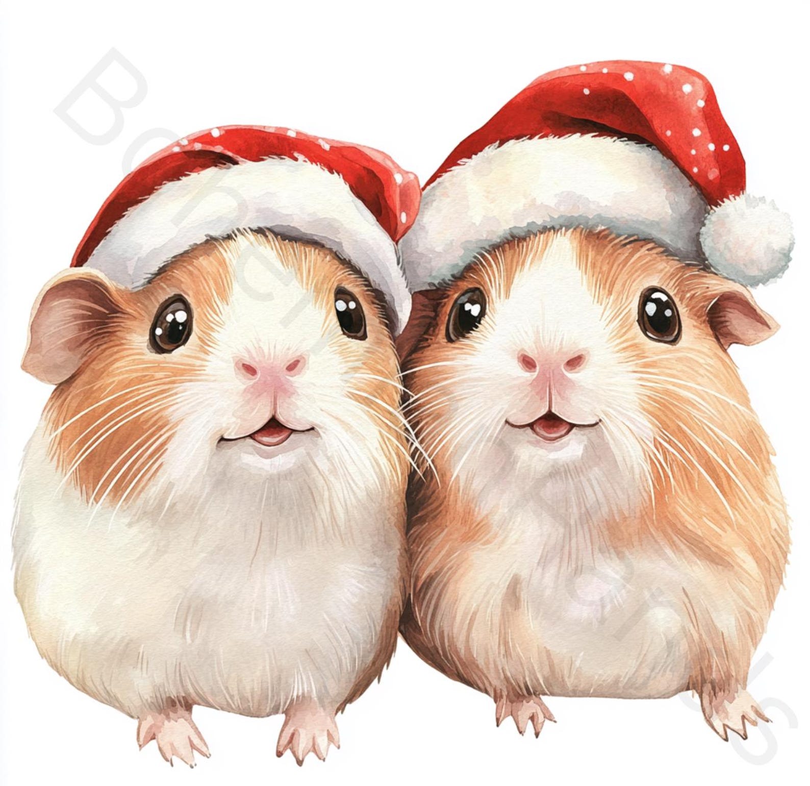 12 Printable Cute Christmas Guinea Pig Clipart Bundle | Holiday Guinea ...
