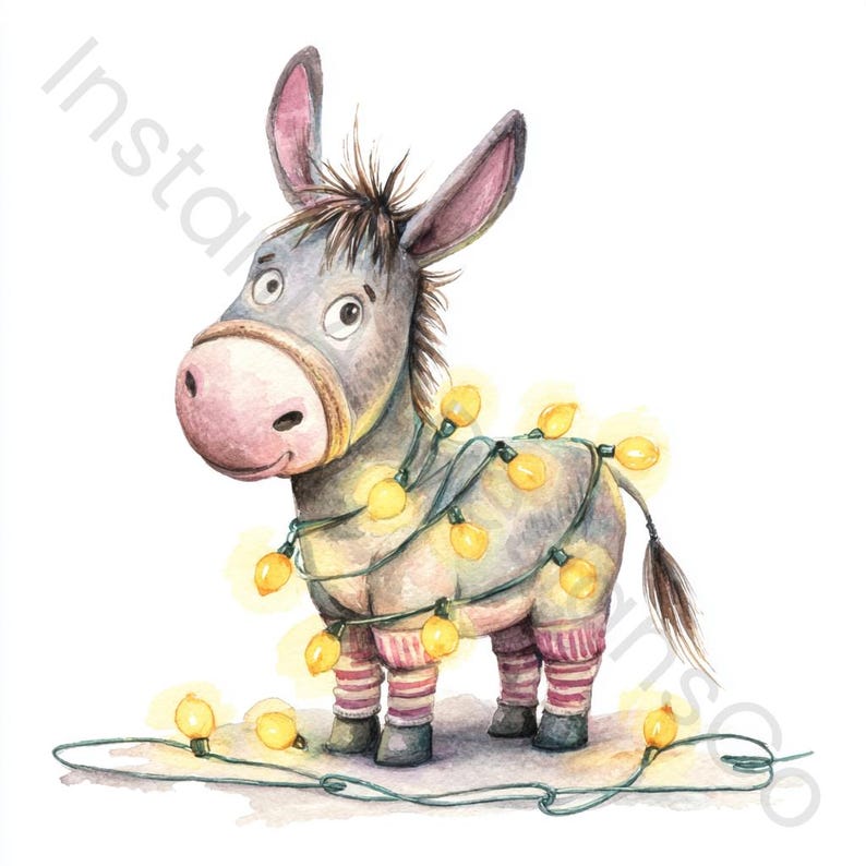 Holiday Donkey Clipart Bundle • Lights 16 PNG Set - Etsy