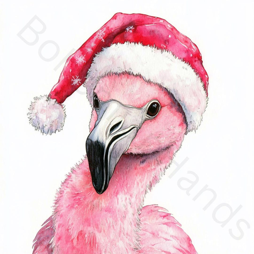 12 Printable Cute Christmas Flamingos Clipart Bundle | Holiday ...