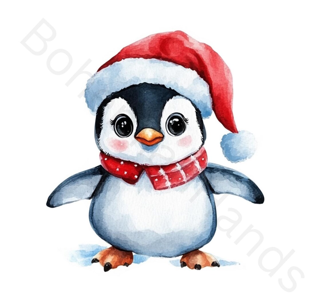 12 Printable Cute Christmas Penguins Clipart Bundle | Holiday Penguins ...