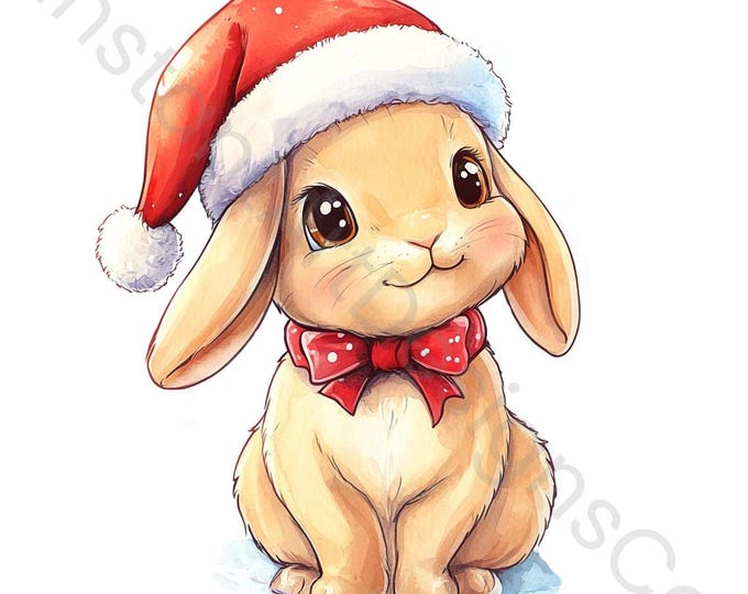 16 PNG Festive Bunny Clipart – Cute Winter Rabbit PNG – Holiday Animal ...