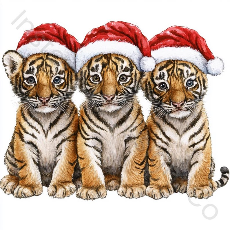 Christmas Tiger Cub Clipart PNG Bundle | 12 Holiday Pngs | 400 DPI ...