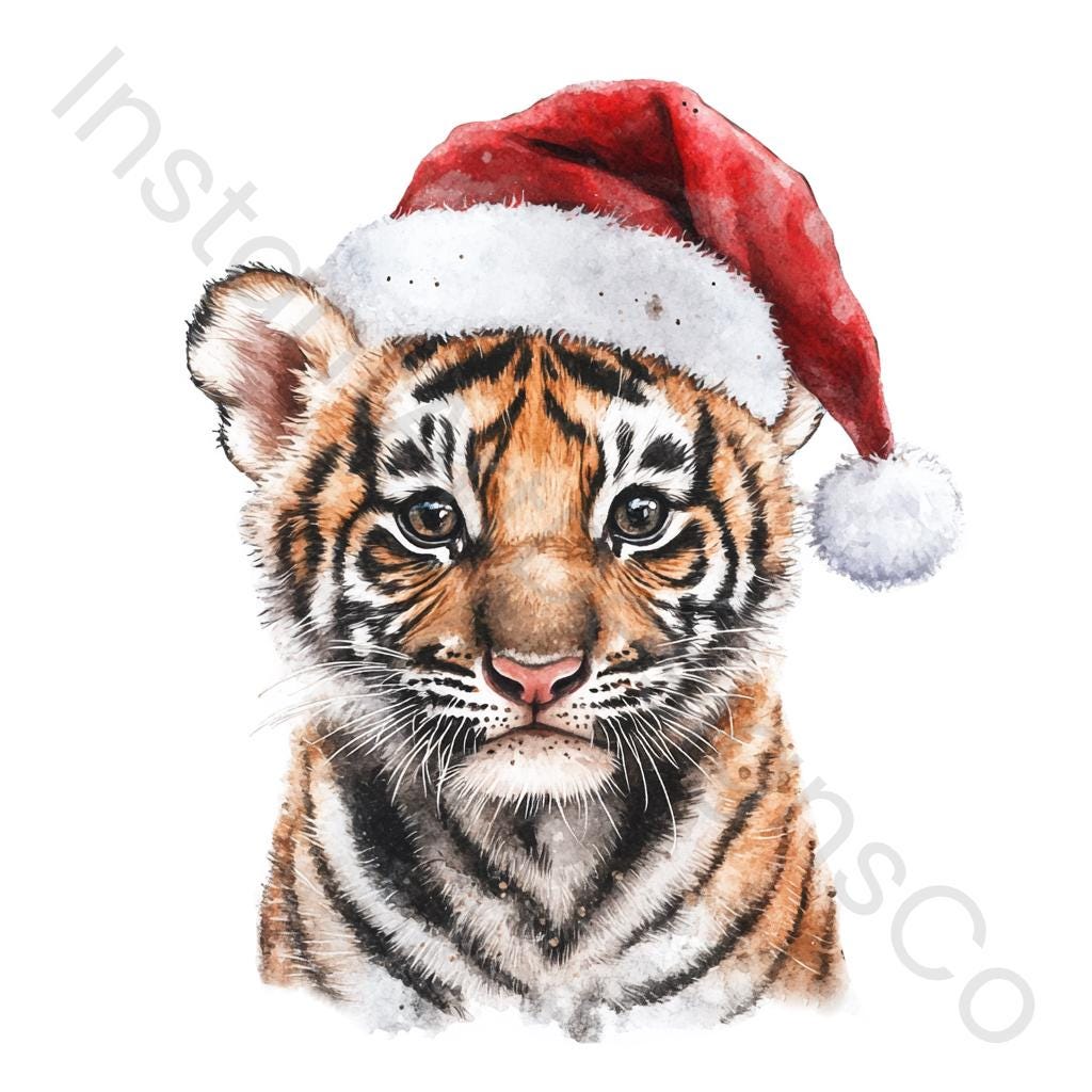 Christmas Tiger Cub Clipart PNG Bundle | 12 Holiday Pngs | 400 DPI ...