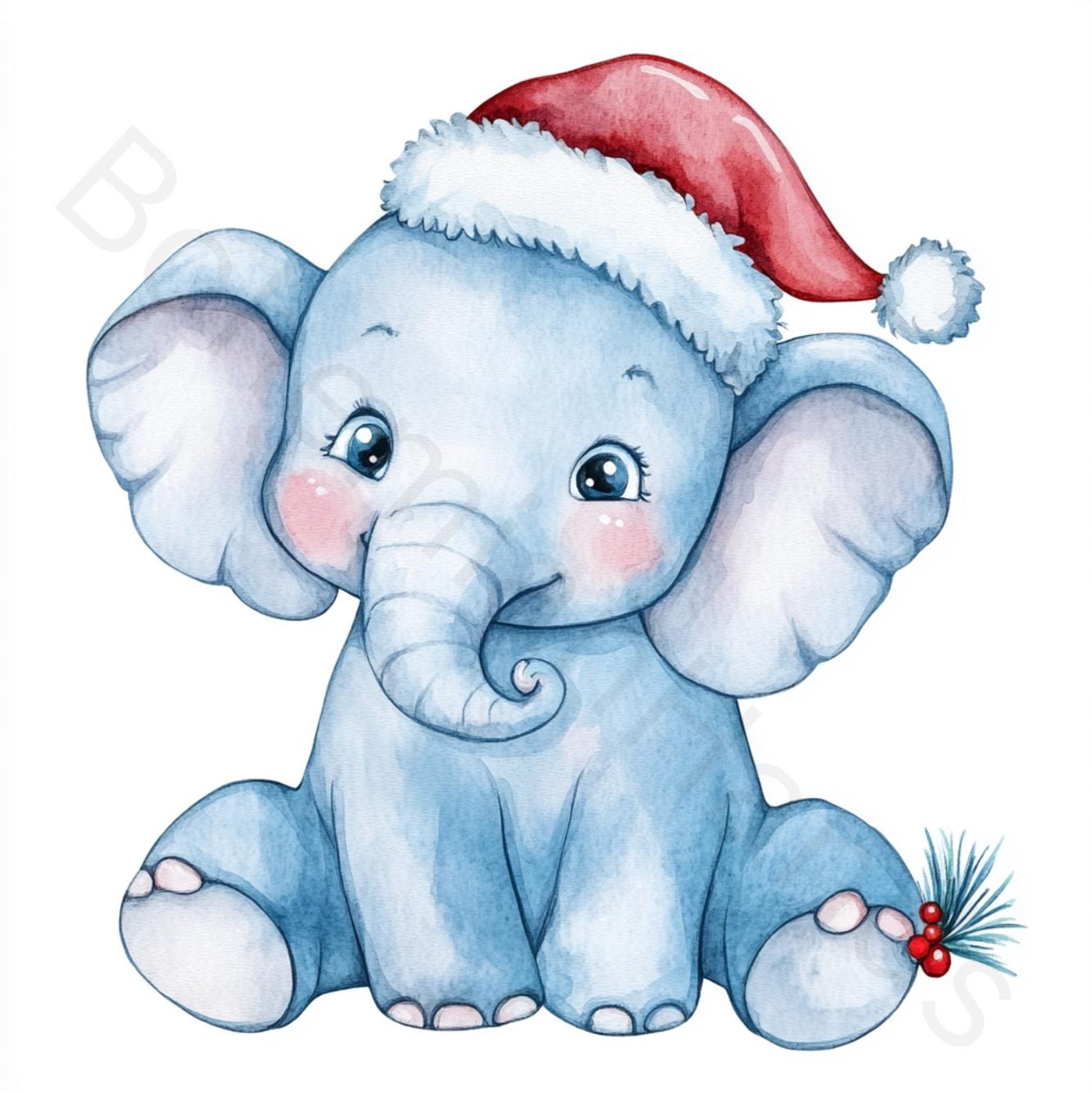 12 Printable Cute Christmas Elephants Clipart Bundle | Holiday ...