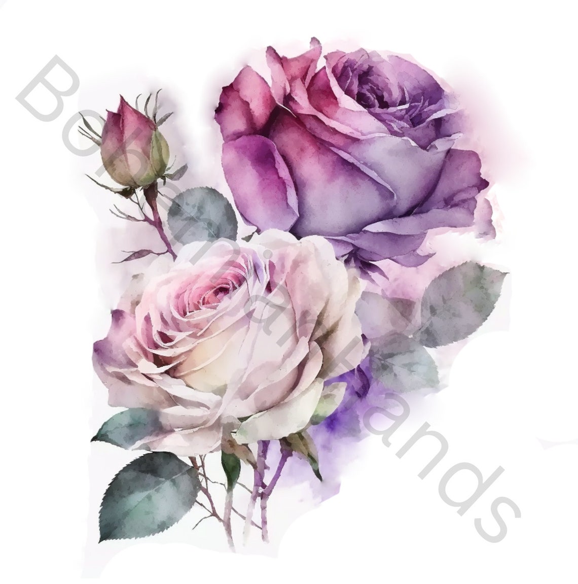 12 Printable Abstract Rose Flowers Clipart Bundle Watercolor Flower ...