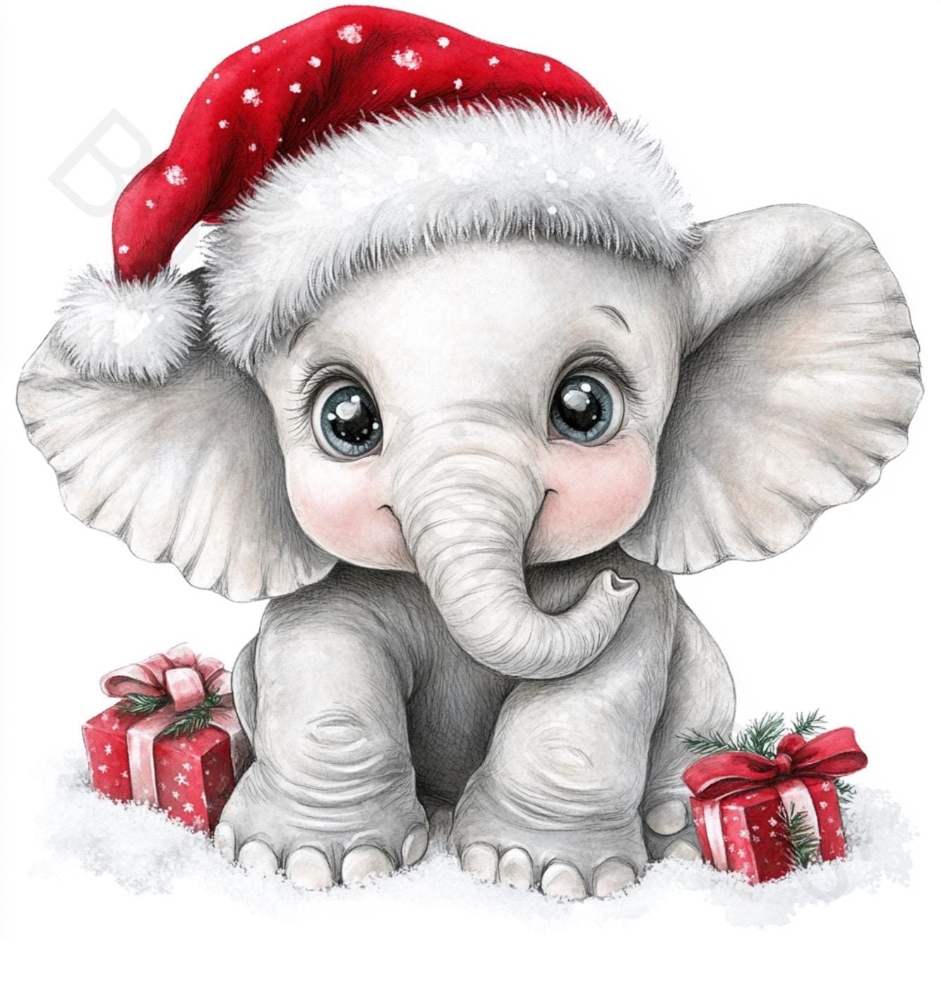 12 Printable Cute Christmas Elephants Clipart Bundle | Holiday ...