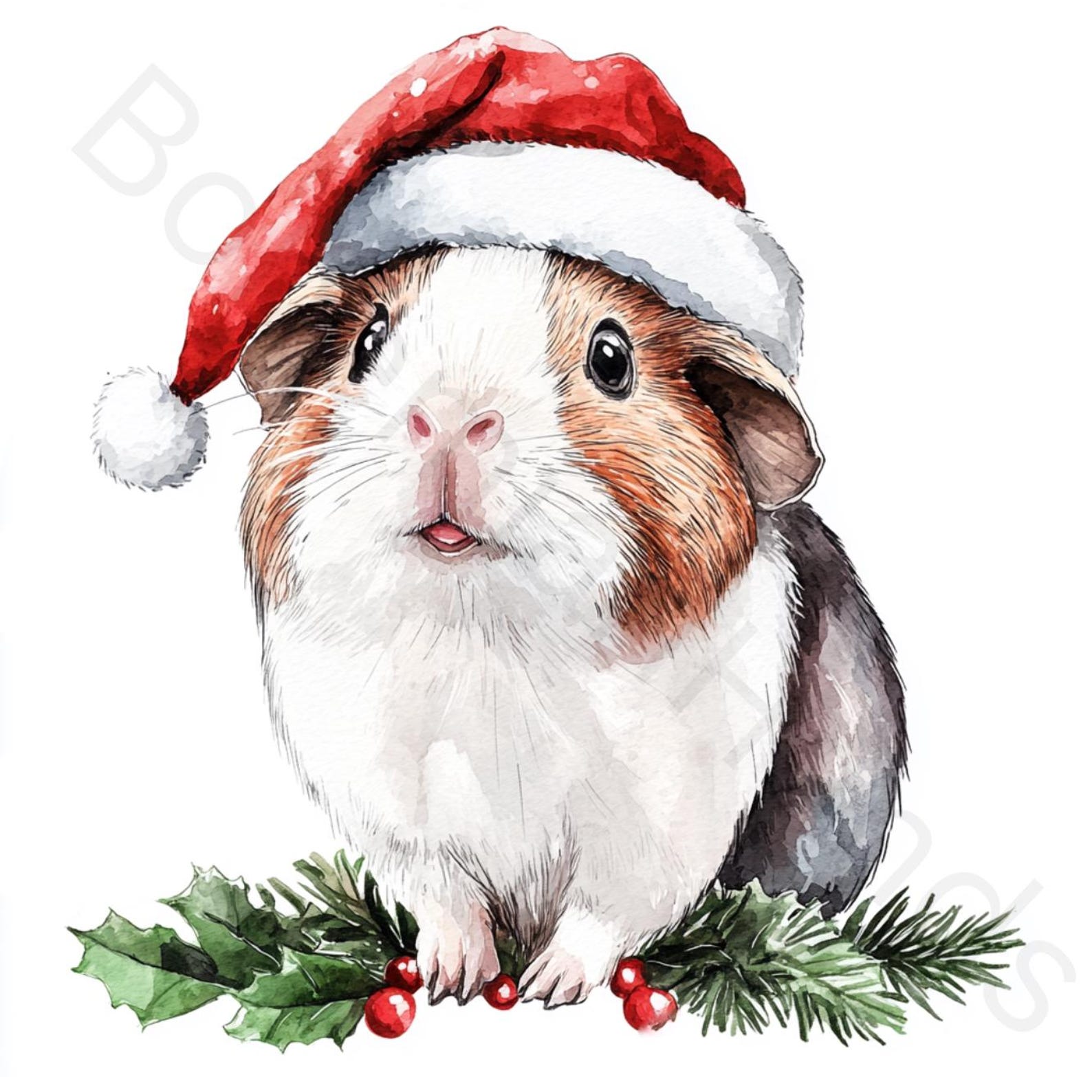 12 Printable Cute Christmas Guinea Pig Clipart Bundle | Holiday Guinea ...