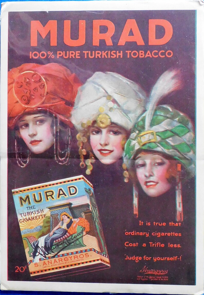 Poster - Murad Cigarettes, Circa 1940' S - Etsy