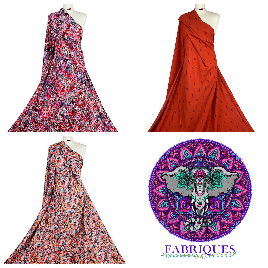 Printed Viscose Fabric Premium Floral Prints 100% Rayon Dressmaking ...