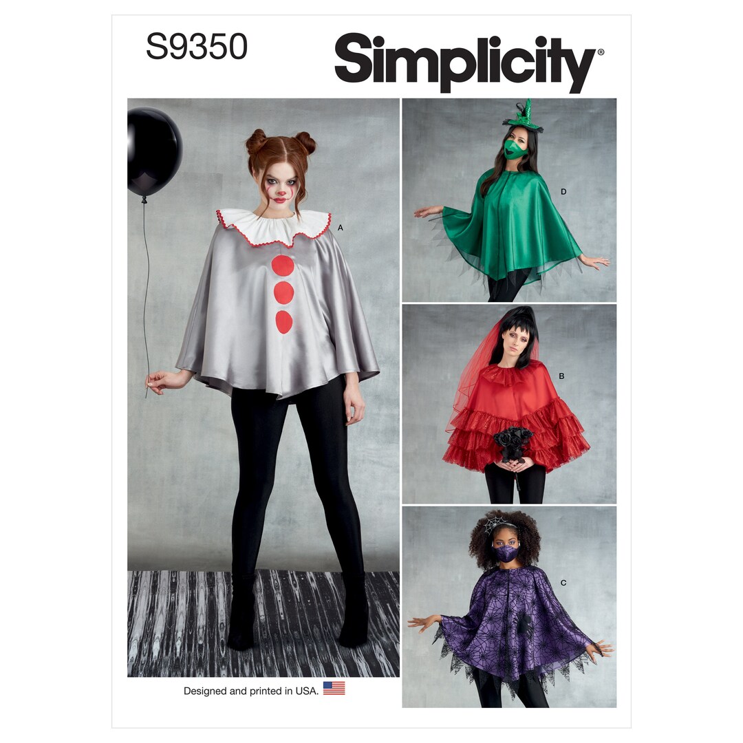 Simplicity Sewing Pattern S9350 Misses' Poncho Costumes and Face Masks ...