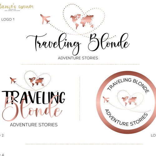 Travel Blog Logo World Map Logo 502 - Etsy