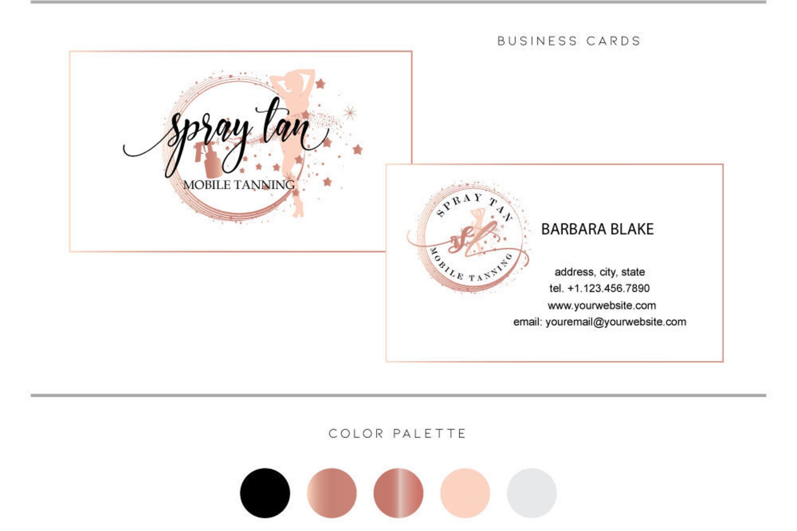 Spray Tan Logo Mobile Tanning Logo Logo Design Rose Gold Logo - Etsy