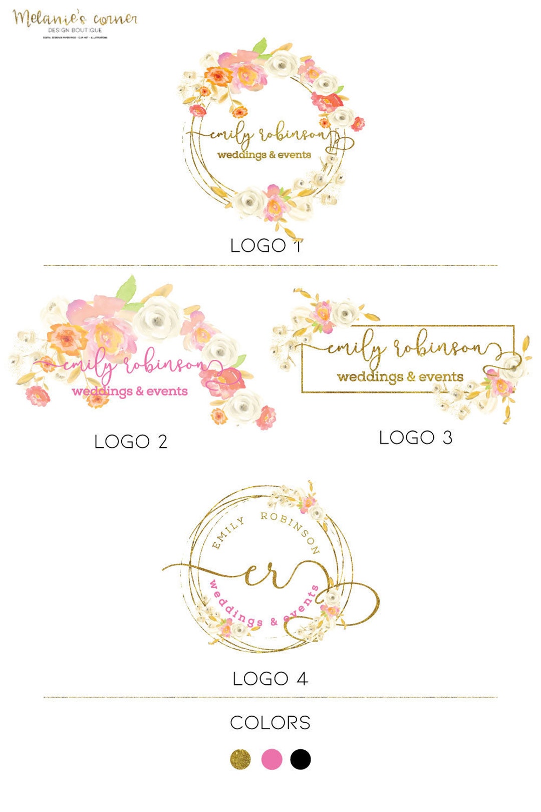 Wreath Logo, Floral Logo, Events Planner Logo, Event Designer, Wedding ...