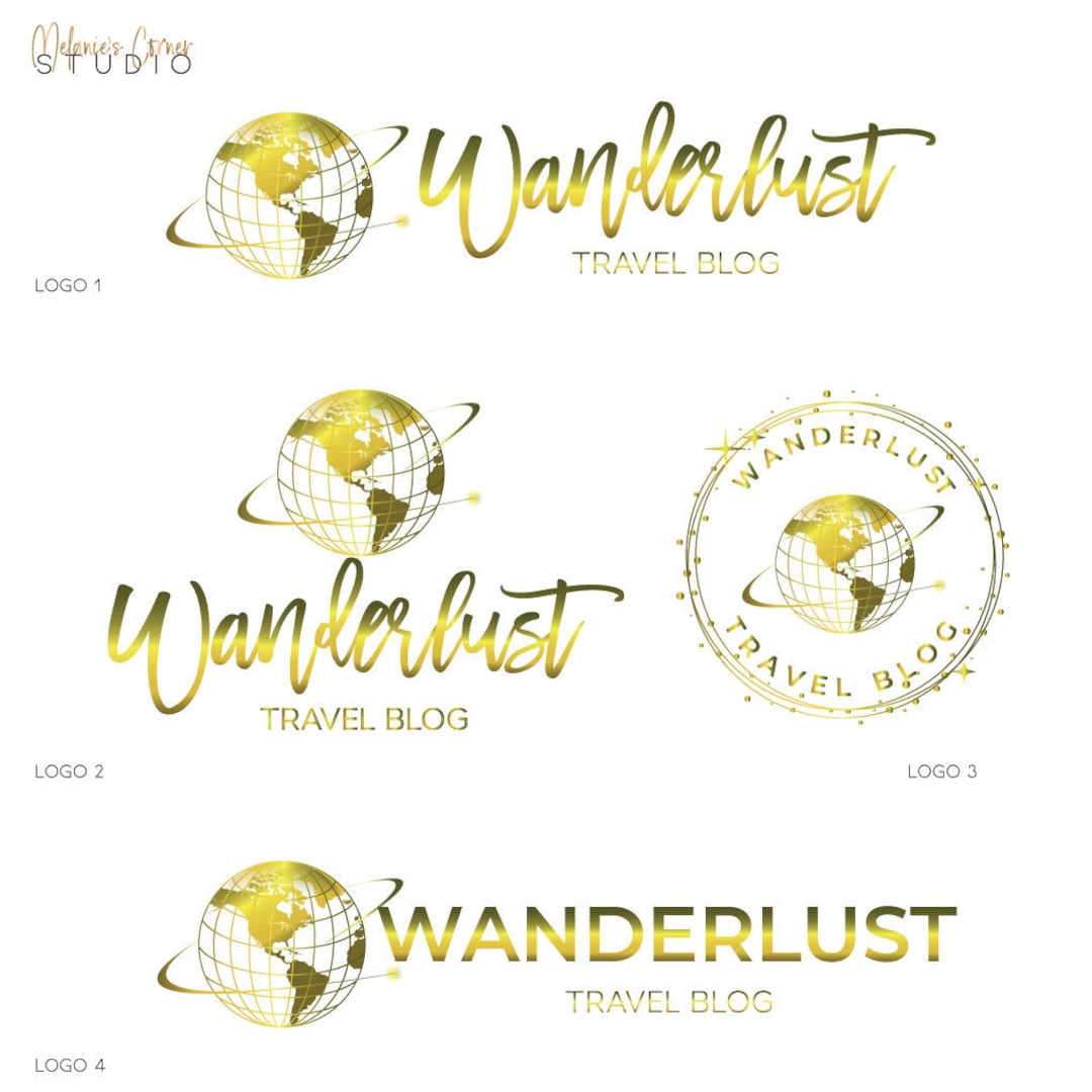 Travel Blog Logo, World Map Logo 456 - Etsy