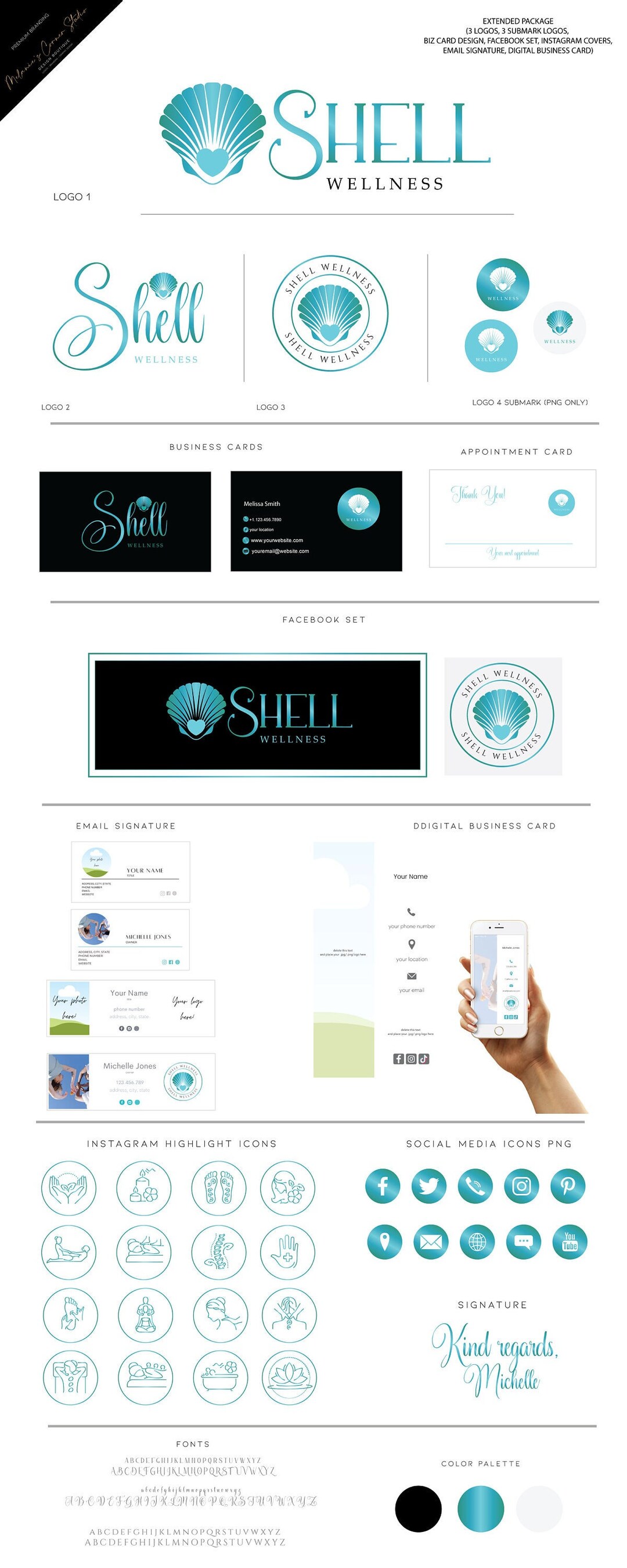 Logo Design Full Branding, Shell Logo 621 - Etsy