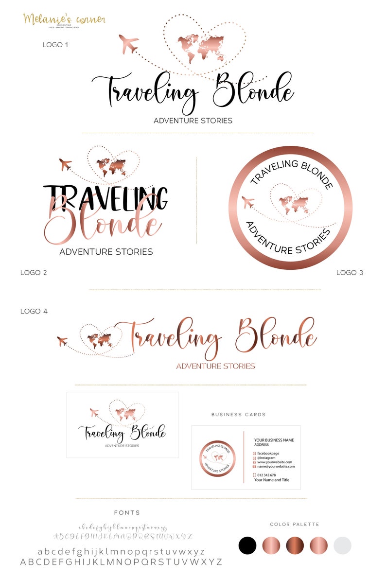 Travel blog logo World map logo 502 | Etsy