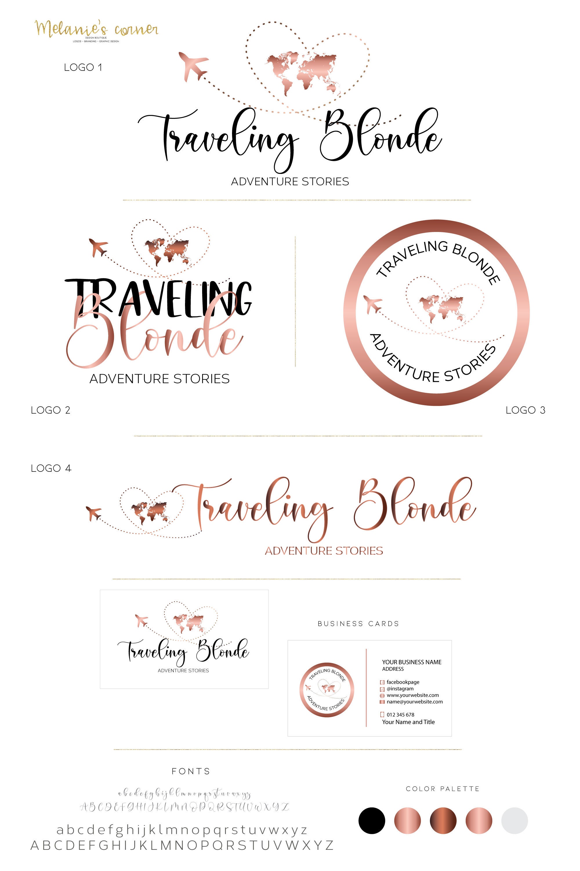 Travel Blog Logo, World Map Logo 502 - Etsy