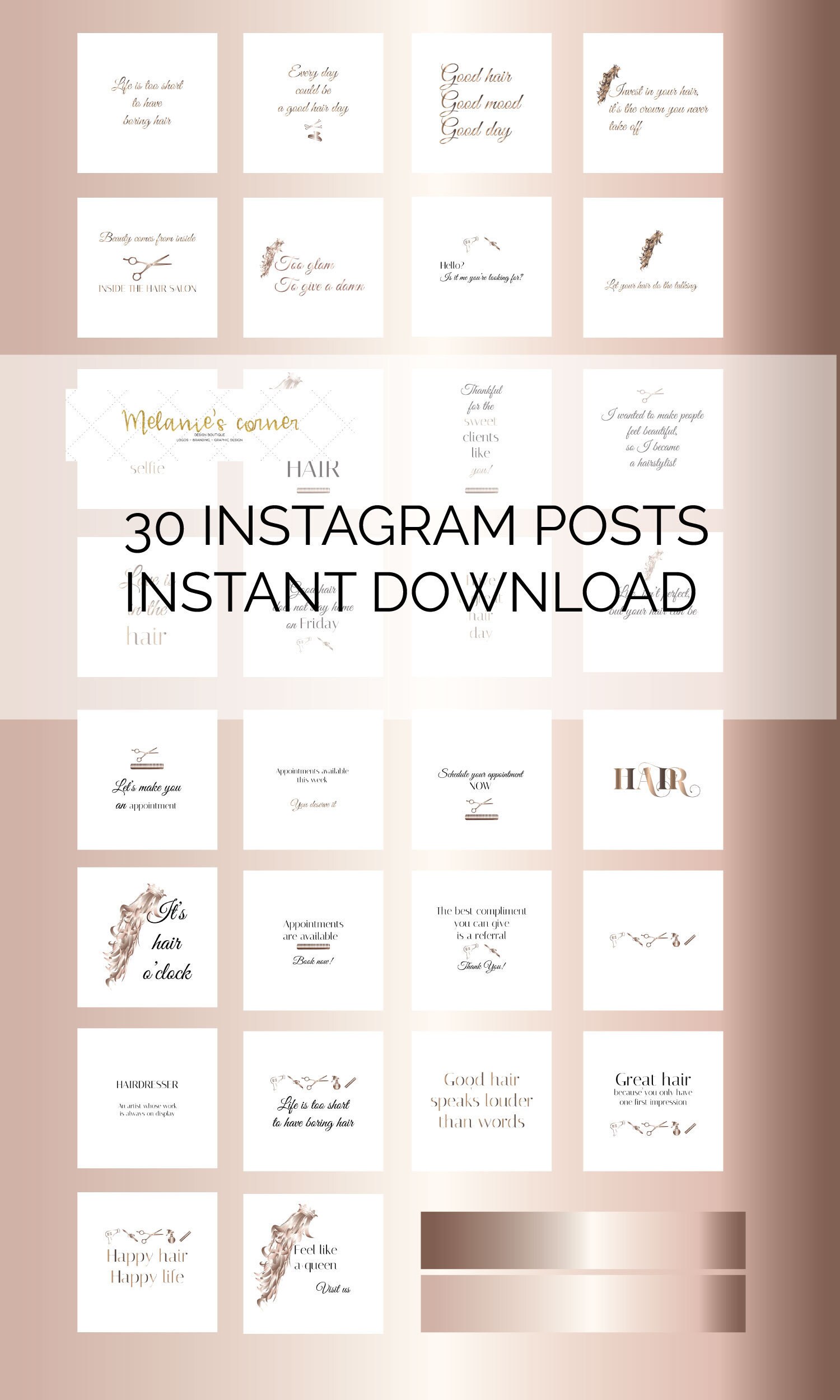 Instagram Post, Instagram Post Pack, Instagram Post Set for Hairstylist ...