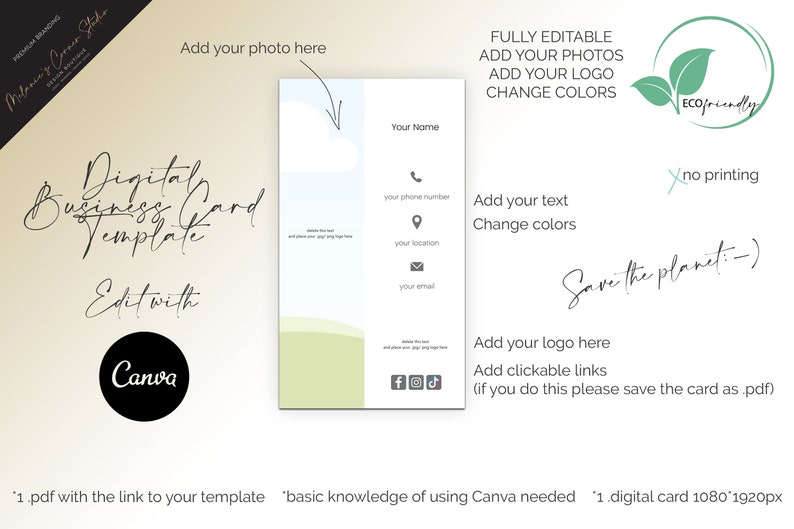 Digital Business Card Template 01 - Etsy