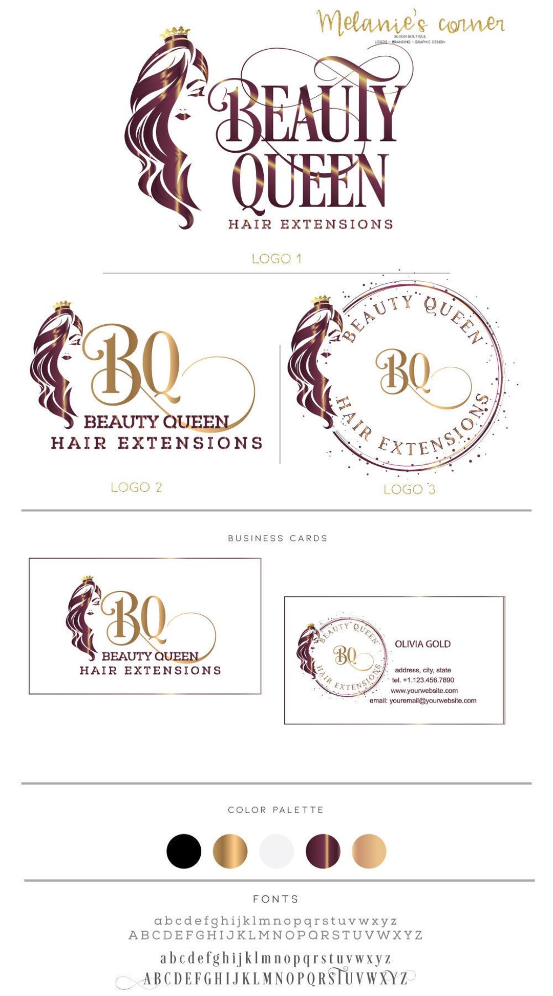 Hair Extensions Logo Design, Beauty Salon Branding Kit - Etsy