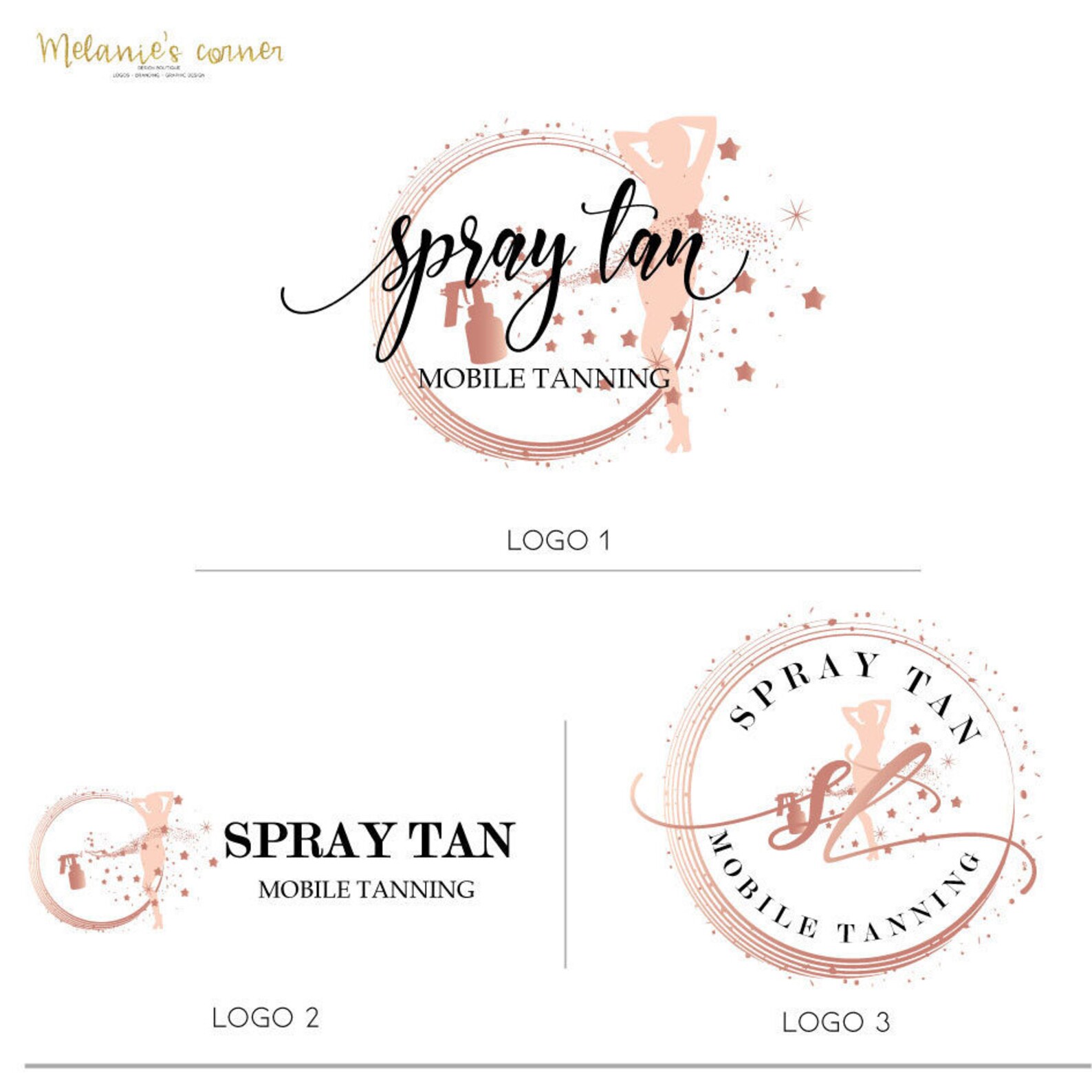 Spray Tan Logo Mobile Tanning Logo Logo Design Rose Gold Logo - Etsy