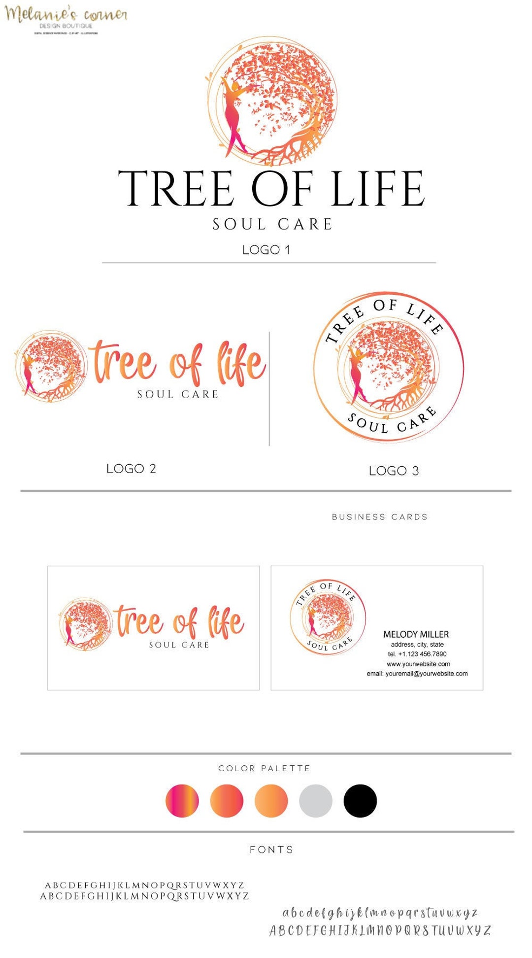 Tree Logo Design|burnt Orange Logo 418 - Etsy