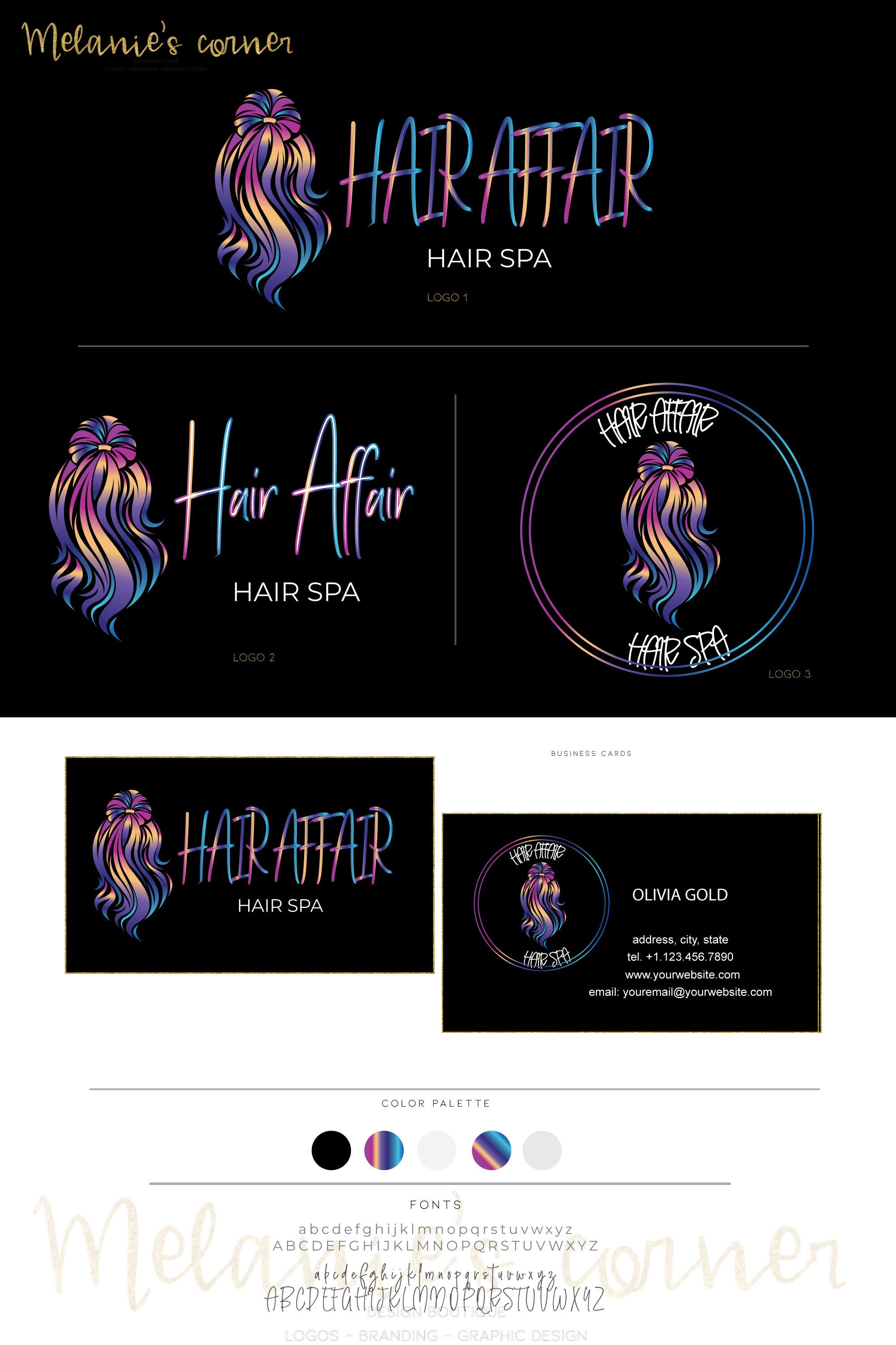 Hair logo with holographic colors 415 | Etsy