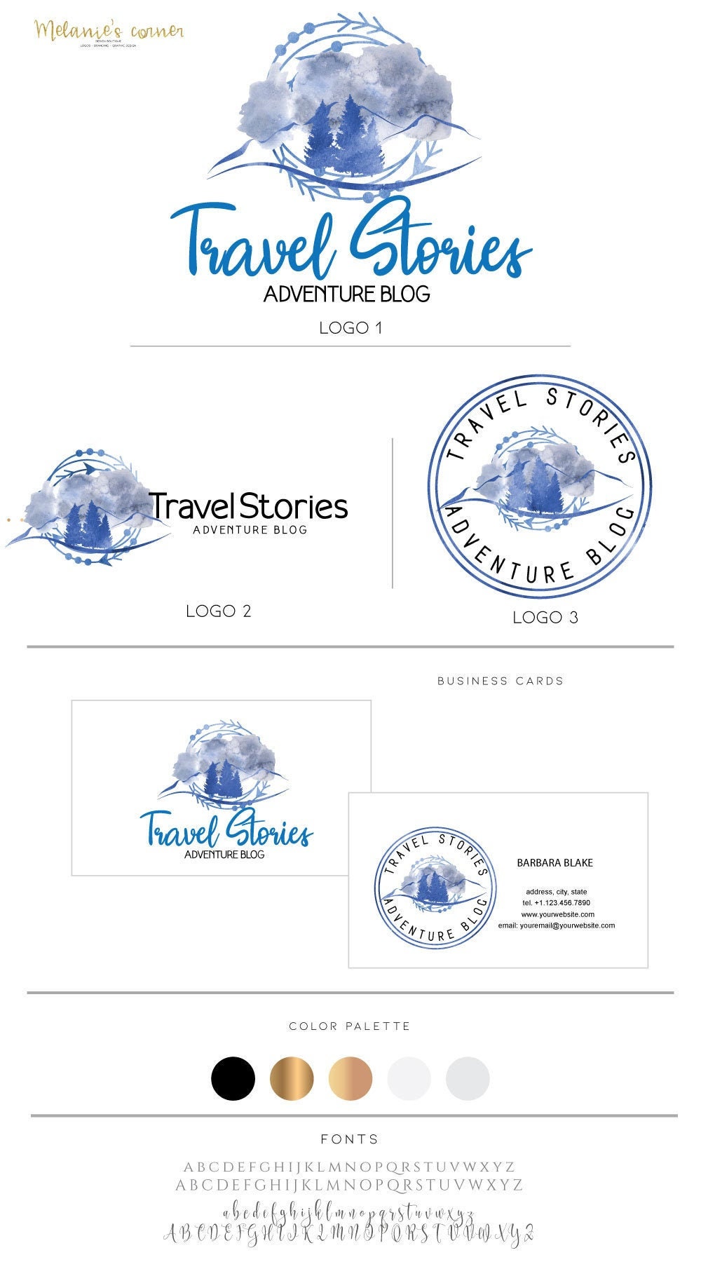 Travel Blog Logo Design Premade Logo 360 - Etsy