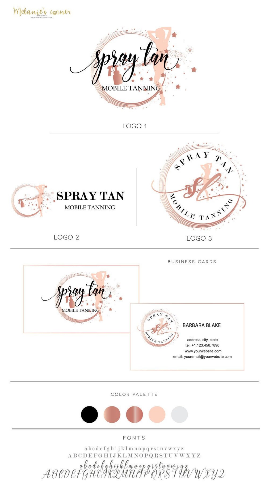 Spray Tan Logo Mobile Tanning Logo Logo Design Rose Gold Logo - Etsy