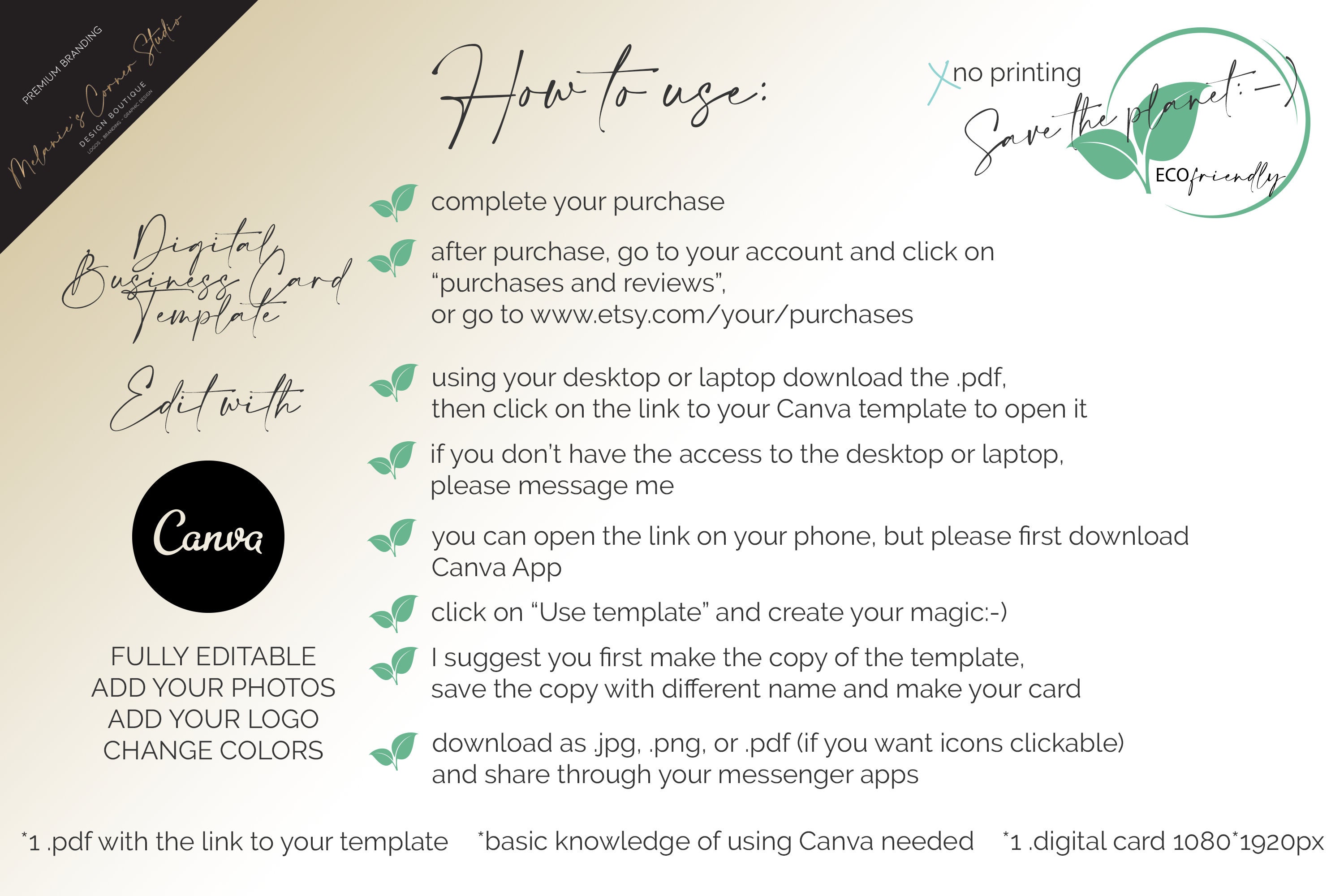 Digital Business Card Template 01 - Etsy