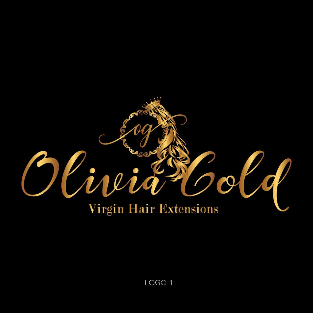Hair Extensions Logo Design: Gold Premade Branding Kit - Etsy