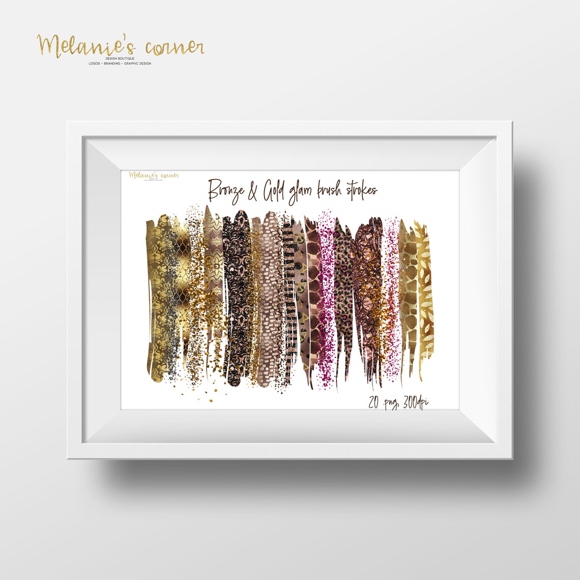 Brush Strokes Clipart Bronze and Gold 12 - Etsy