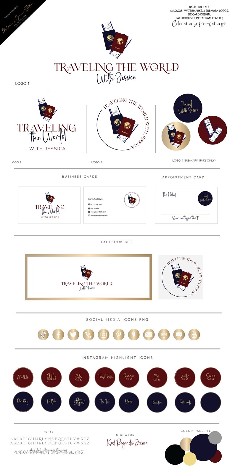 Travel Logo Design Brand Design for Travel Business Passport - Etsy