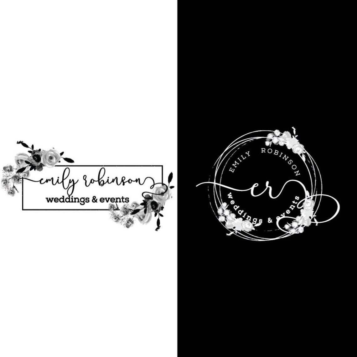 Floral Wreath Logo, Wedding & Event Planner, Premade Branding Kit - Etsy