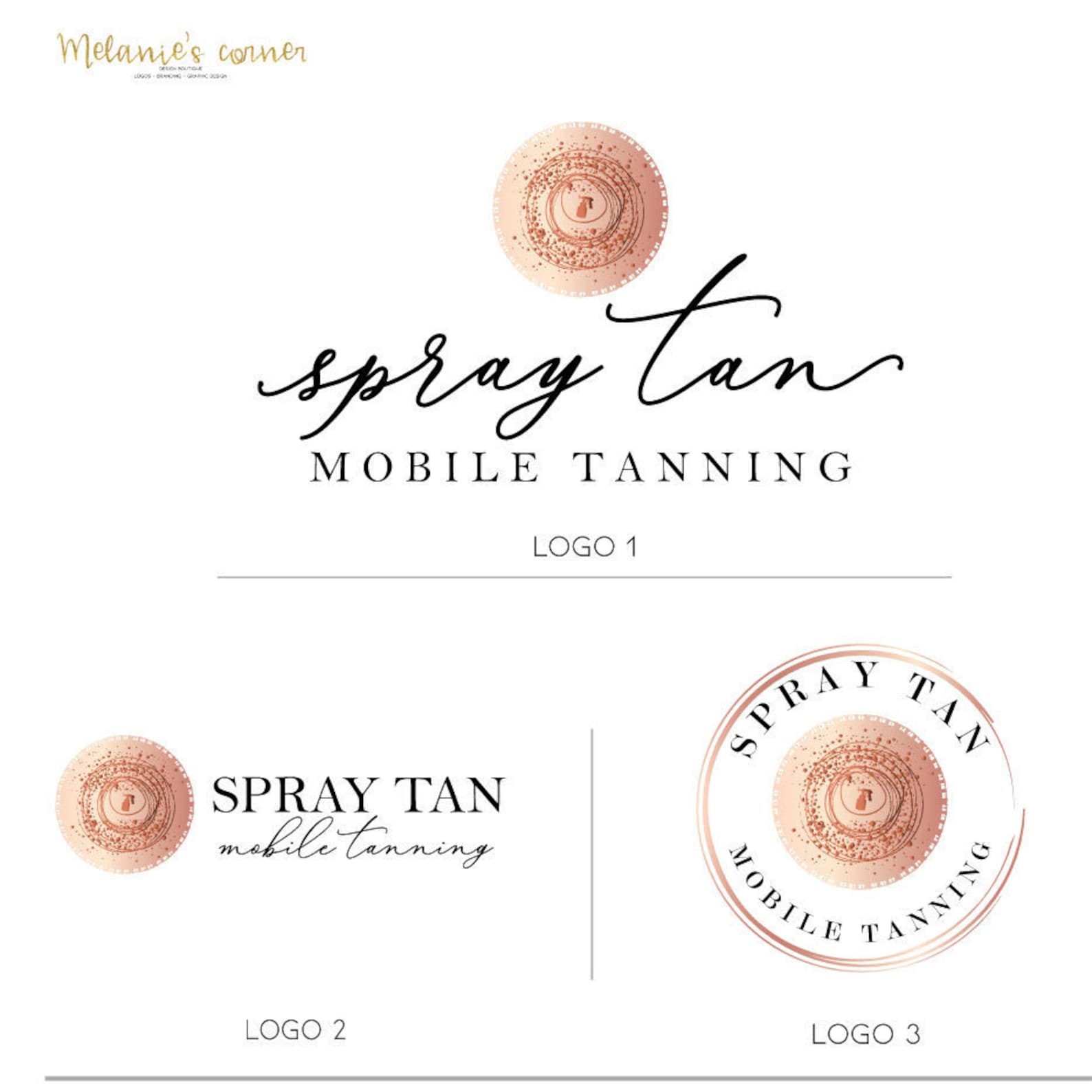 Spray Logo Mobile Tanning Logo Spray Tan Logo Rose Gold | Etsy