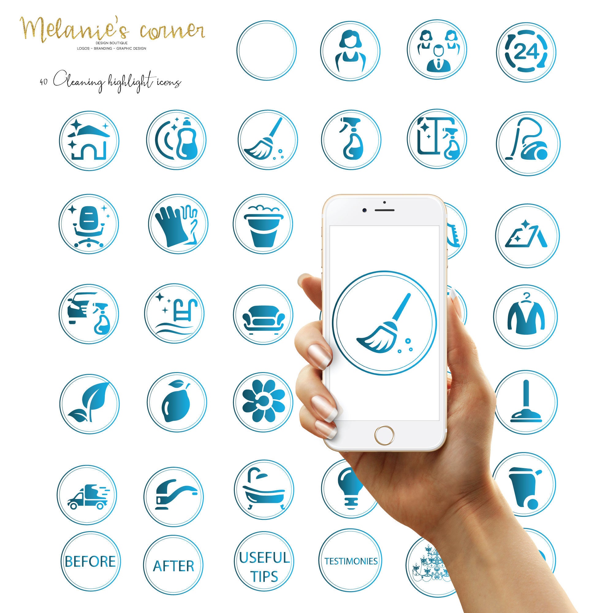 Cleaning service highlight icons | Etsy