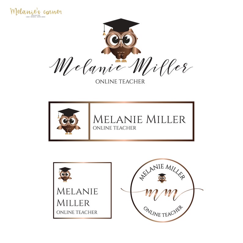 Logo Design for Teachers Owl Logo 481 - Etsy
